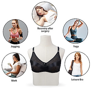 Pocket Bra for Crossdressing Mastectomy Prosthesis Breast Forms Underwired Post-Surgery Bra Black 46/105D