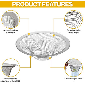 Bathroom Sink Strainer 2 Pack 2.75 & 2 "Inch At The Top I Drain Strainer Hair Catcher for Kitchen I Shower Bathtub Mesh Stainless Steel Stopper I Sink Traps Bathroom & Laundry Sink Drain Basket Filter