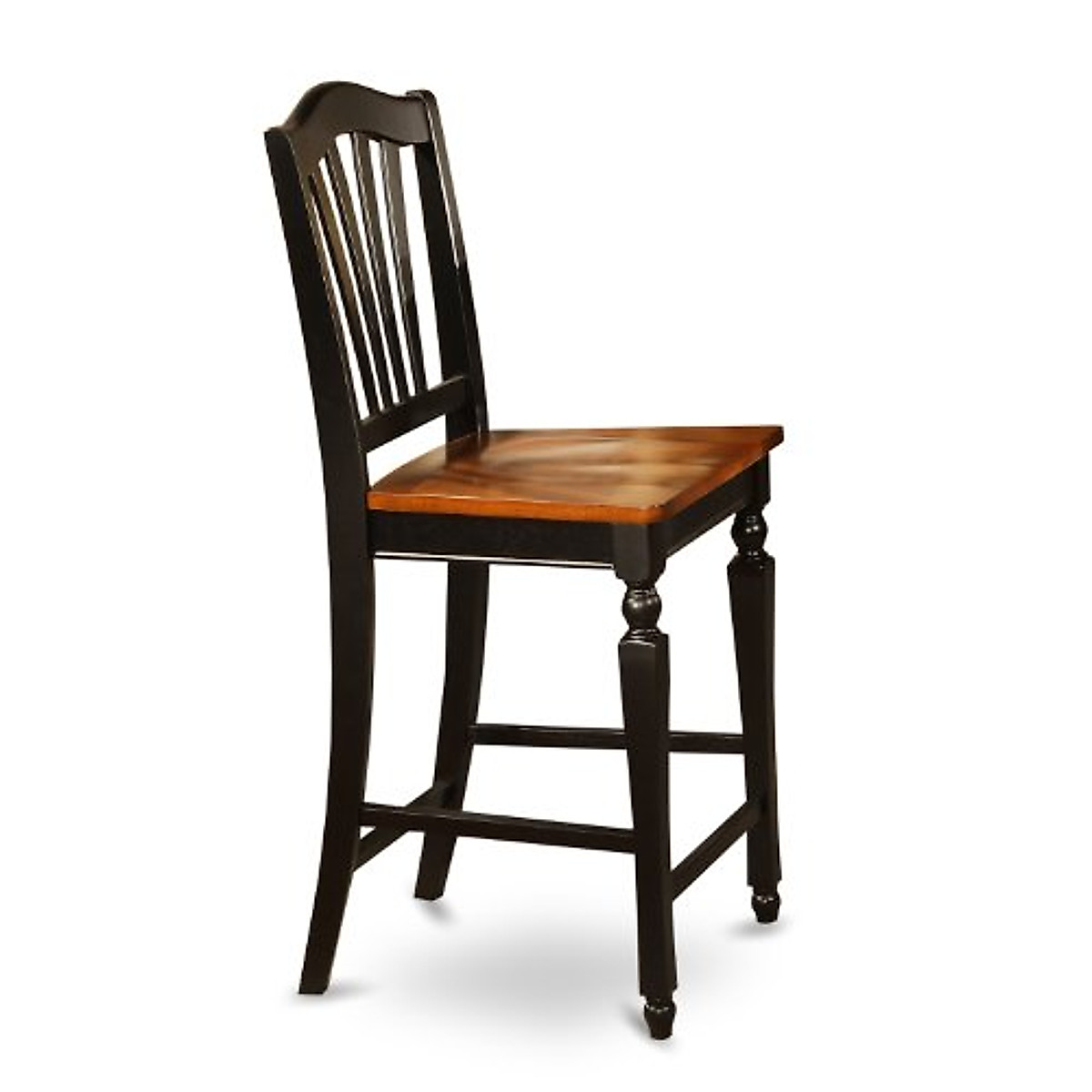 East West Furniture JACH5-BLK-W 5 Piece Counter Height Dining Table Set Includes a Round Kitchen Table with Pedestal and 4 Dining Room Chairs, 36x36 Inch, Black & Cherry