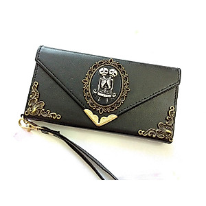 Gothic Twin Skull phone leather wallet case for iPhone X XS XR 11 12 13 14 Pro Max Samsung S23 S22 S21 S20 Ultra Note 20 10 Plus Mn0096