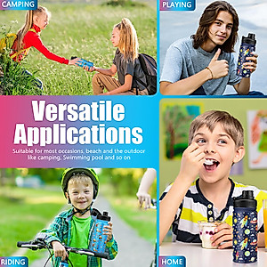 2 Pcs 16 oz Kids Insulated Water Bottle with Wide Handle, Stainless Steel Double Wall Vacuum Leak Proof Kids Bottle, Keep Hot or Cold Cute Metal Water Bottle for School Boys Girls (Vehicle, Planet)