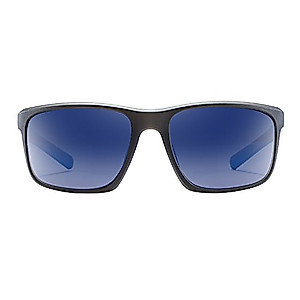 Native Eyewear Wells Polarized Rectangular Sunglasses, Matte Black Crystal/Blue Reflex, 58 mm