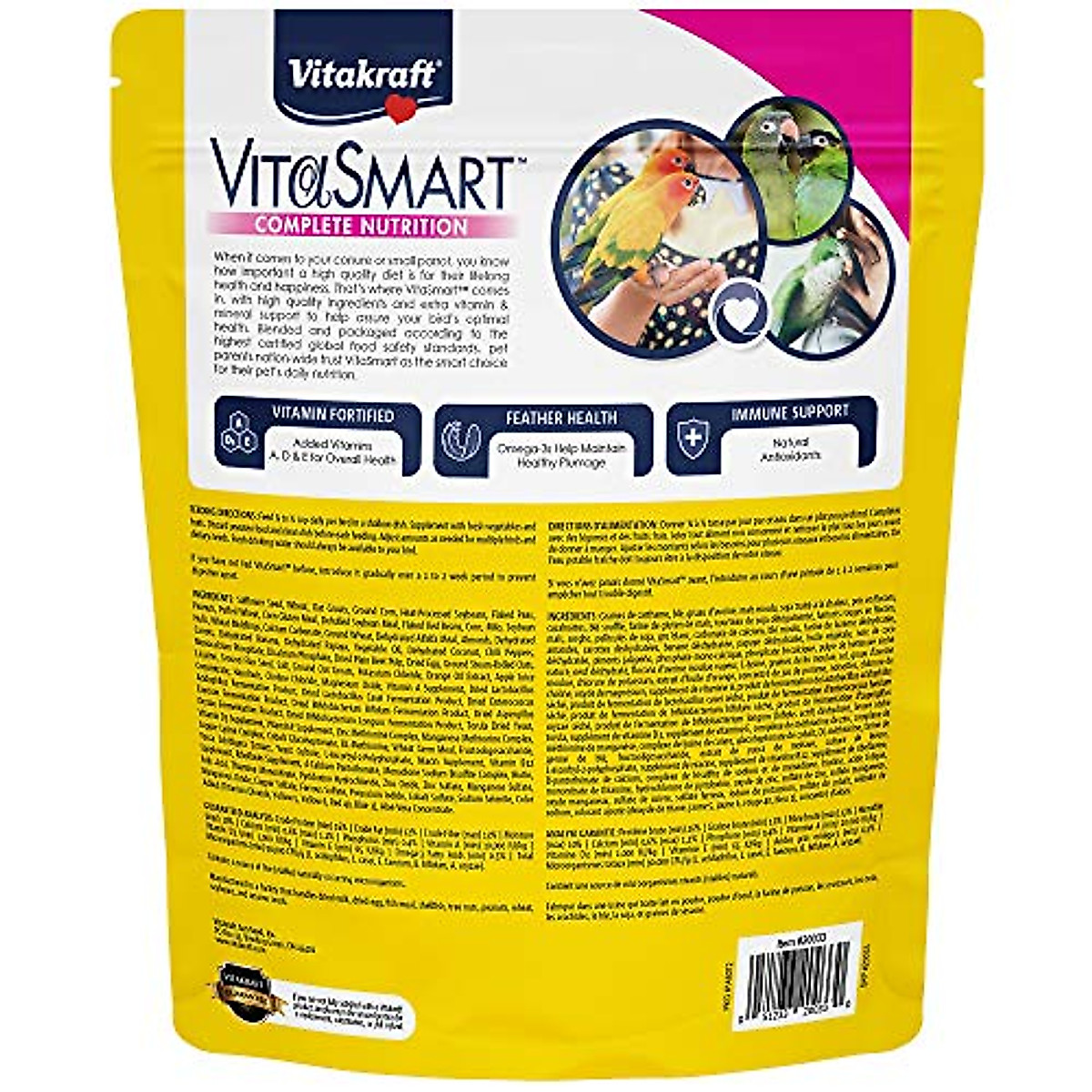 Vitakraft Vita Smart Gourmet Conure Food - Vitamin-Fortified - Daily Pet Bird Food for Conures and Small Parrots