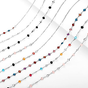 Eyeglass Chain Silver Stainless Steel Handmade Necklace for Reading Glasses Sunglass Beaded Chains for Men Women (2-Heart handmade chain)