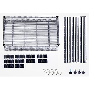 OMKUOSYA 5 Tier Storage Racks and Shelving - Heavy Duty Steel Pantry Shelves - Each Unit Loads 120 Pounds Wire Rack Shelf, Suitable for Kitchen, Bathroom, Closet, Warehouse - Silver