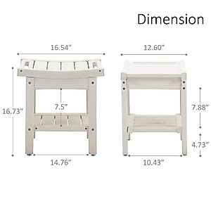 FERFALDER HDPE Waterproof Shower Bench for Inside Shower 16" – Corner Shower Bench Seat with Storage Towel Shelf, Durable Bath Bench for Shower, Ideal Shower Bench for Shower and Inside Showers