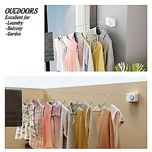 Dancrul Retractable Clothesline Indoor, Clothes Line Retracting Outdoors, Wall Mounted Clothes Line Outdoors Set,13.8 Ft Heavy-Duty Retractable Laundry Line,White