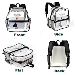 Keepcross Stadium Approved Clear Backpack 12x12x6 for Festival Games Sporting Events Concerts,Small Clear Mini Backpack with Reinforced Straps for Women Girls Men,Black