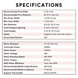 AW Electric Bike Conversion Kit 48V 1000W 26" Front Wheel Powerful Motor, Dual Mode Controller, W/LCD Display Twist Throttle PAS