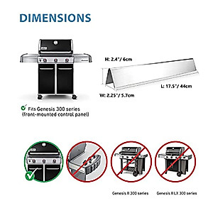 GRISUN 17.5 inch Heavy Duty 7620 Flavorizer Bars - Fits for Weber Genesis E-310, E-330, 304 Stainless Steel Heat Plates Deflectors for Genesis E320 S310 S320 S330 with Front Control Knobs Gas Grill