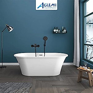 Aolemi Matte Black Wall Mount Bathtub Faucet with Handheld Sprayer Single Handle Shower Mixer Tap 6 Inch Center Bathroom Tub Faucet Stainless Steel SUS304