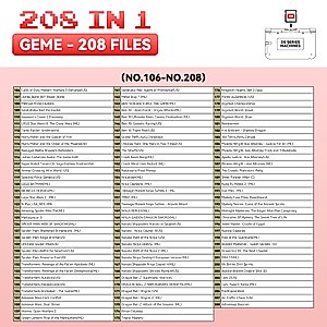 【2024 Newest】208 in 1 Super Combo Game Cartridge, Retro Game Pack Card Compilation with 208 Games