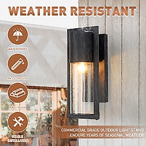Delicavy Outdoor Wall Lights Modern Farmhouse Porch Light Waterproof Exterior Wall Lantern Black with Seed Glass, Outside Wall Lamp for House Garage, Front Door Light, 14.2" H
