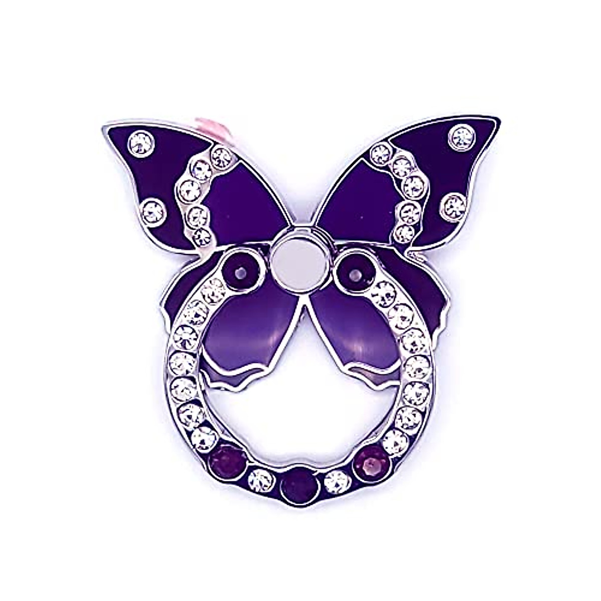 Butterfly Shaped Cell Phone Ring Holder, 360° Rotation Collapsible Grip Compatible with All Apple and Android Devices (Black/Purple)