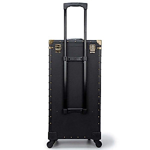 ASCASE Rolling Lockable Makeup Train Case Hairdressing Trolley Stylist Beauty Salon Cosmetic Luggage Travel Organizer Tool Box with Hair Dryer Holder