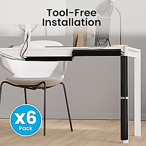 EVEO Cable Management Under Desk Kit (12 Units) - Under Desk Cable Management Cord Cover, Cable Hider Cord Management Under Desk Cable Organizer Cord Organizer Tray - 96''J Channel 24X16 - Black