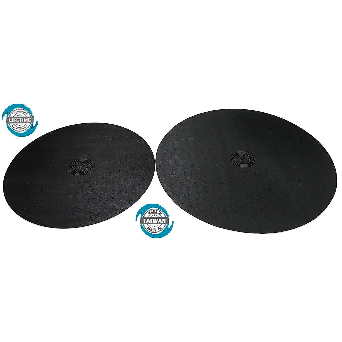 SISYAMA Circle Round TAI-CHI YIN-YANG Yoga Mat Meditation Pilates (Black, 5 ft)