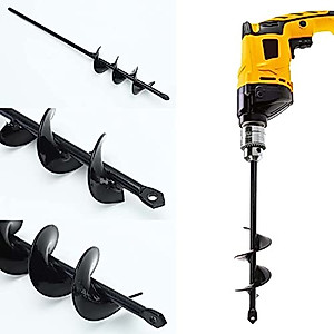 Auger Drill Bits for Planting 2 Pack, 1.8"x15"&2.6"x22.8" Garden Auger Spiral Drill Bit Earth Auger Drill for 3/8" Hex Drive Bulb Planter Tool Black