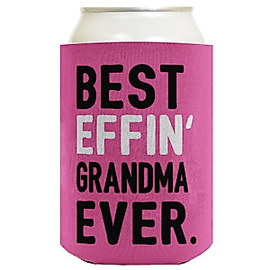Grandma Grandpa Gifts Best Effin' Grandma and Grandpa Ever Funny Grandma Grandpa Announcement Grandma Grandpa Gift Set 2 Pack Can Coolie Drink Coolers Coolies Blue & Pink