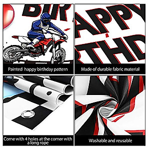 Dirt Bike Birthday Decoration Backdrop Banner Motocross Dirt Bike Racing Dirt Bike Themed Birthday Party Supplies for Kids Boys Teenagers Adults, 72.8 x 43.3 Inch