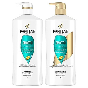 Pantene Shampoo, Conditioner and Hair Treatment Set, Smooth and Sleek for Frizz Control, Safe for Color-Treated Hair