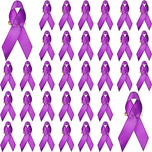 150 Pieces Purple Ribbon Awareness Pancreatic Cancer Awareness Pins Domestic Violence Awareness Lupus Overdose Alzheimers Cancer Awareness Pins Purple Brooch with Safety Pins for Charity Public Event