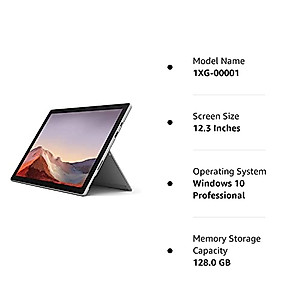 Microsoft Surface Pro 7+ Tablet Intel Core i3-1115G4, 8GB Memory, 128 GB SSD Intel UHD Graphics 12.3" Touchscreen 2736 x 1824 2-in-1 Laptop Windows 10 Pro 64-bit, Platinum (Renewed)