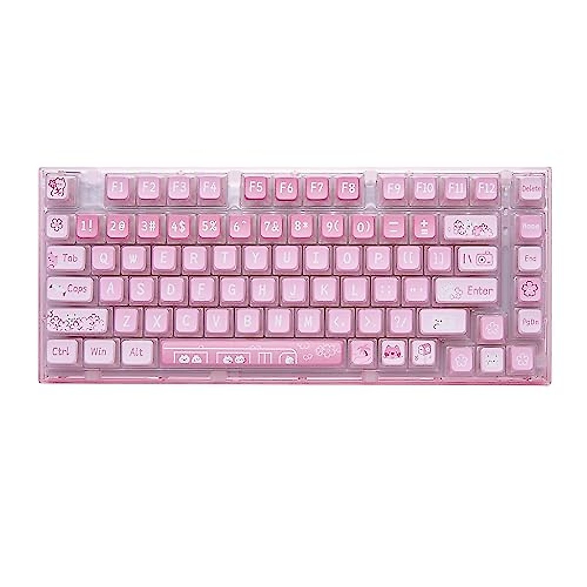 YUNZII X75 PRO 82 Key Wireless Hot Swappable Mechanical Gaming Keyboard with Transparent Keycaps,BT5.0/2.4G/USB-C, Gasket Mount Keyboard,for Windows/Mac (Crystal White Switch, Wireless-Pink)