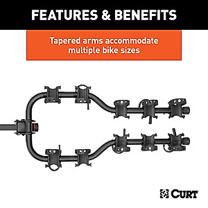 CURT 18065 Premium Trailer Hitch Bike Rack Mount, Fits 2-Inch Receiver, 5 Bicycles, Black