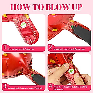 33 Pieces Strawberry Balloons Polka Dots Latex Foil Balloons Shortcake Party Decorations for Girl Sweet One 1st Birthday Party, Summer Fruit Party Supplies (Red)