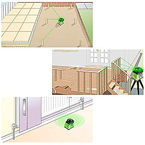 Huepar Electronic Self-Leveling Green Rotary Laser Level Kit -Horizontal&Vertical/Up & Down Plumb Dots -Dual Slope Rotating Laser Level Line with Green Beam, Remote Control, Receiver Included RL200HVG
