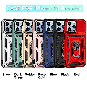 Hitaoyou for iPhone 13 Pro Max Case, iPhone 13 Pro Max Case with Camera Cover & Kickstand Military Grade Shockproof Heavy Duty Protective with Magnetic Car Holder Case for iPhone 13 Pro Max 6.7" Blue