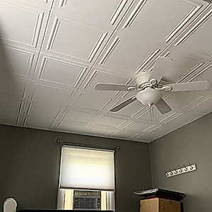 A La Maison Ceilings R24 Line Art Foam Glue-up Ceiling Tile (21.6 sq. ft./Case), Pack of 8, Plain White