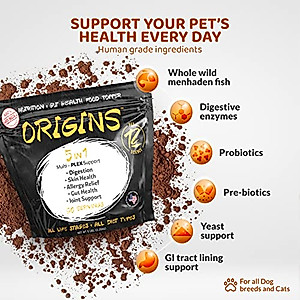 ROGUE PET SCIENCE Origins 5-in-1 Dog Supplement - Powdered Food Topper w/Natural Omega 3 Fish Oil - Supports Healthy Digestion, Skin, and Coat - Helps Reduce Itching & Joint Inflammation (5 lbs)