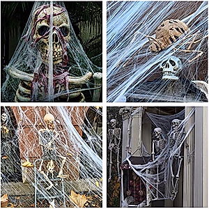 Hifunwu 1500 sqft Spider Webs Halloween Decorations Super Stretch Fake Web Cobwebs with 50 Fake Spiders for Indoor Outdoor Halloween Decoration Supplies