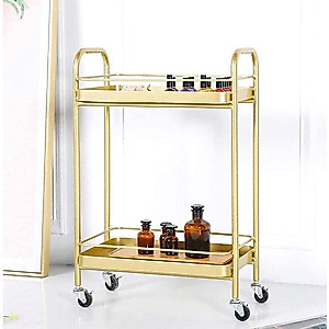 Utility Cart Lab Serving Cart, Medical Cart Iron Rolling Storage Cart, 2-Tier Shelf with Wheels,Beauty Salon Organizer ShelfNarrow Kitchen Trolley Supply Trolleys Rolling Cart