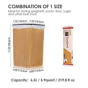 Vtopmart Extra Large Tall Airtight Food Storage Containers, 4 Pieces 5.9qt/6.5L Plastic PBA Free Kitchen Pantry Storage Containers for Spaghetti, Flour and Baking Supplies - Include 24 Labels, Black
