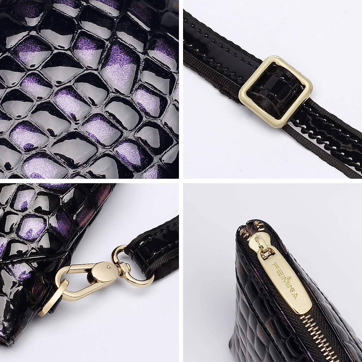 FEIMINA Leather Wristlet Clutch Wallet Purses Small Crossbody Bags for Women, Leather and Adjustable Strap Christmas Gifts for Girls