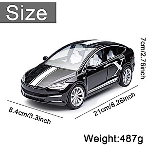 1:24 Scale Model X Alloy Car Model Diecast Toy Vehicles for Kids, Car Model Toy，Pull Back Alloy Car with Lights and Music,Gifts for Boys and Girls.(1:24 Model X~ Black)