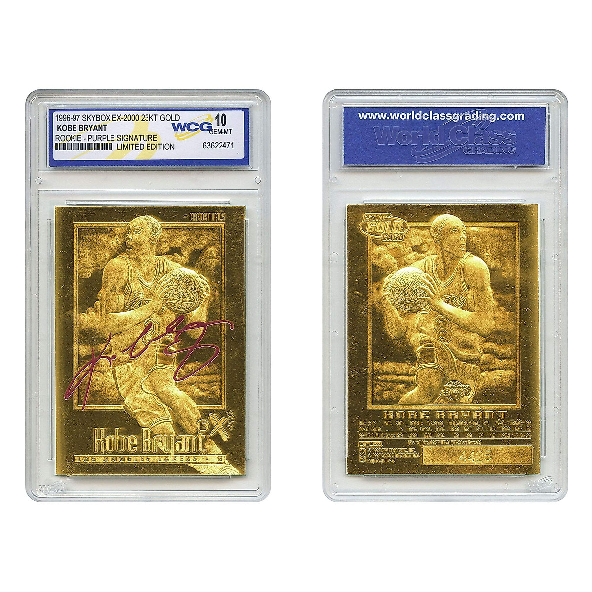 Kobe Bryant 1996-97 Skybox EX-2000 Rookie 23KT Gold Card GEM Mint 10 Purple SS