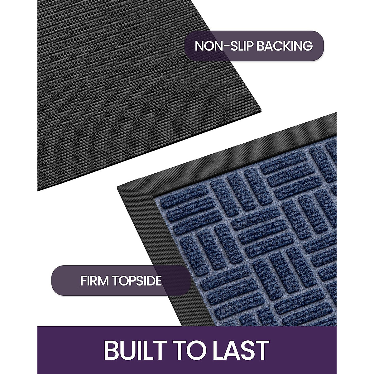 DEXI Front Door Mat Outside Entrance, All-Season Heavy Duty Rubber Indoor Outdoor Doormat, Fade Resistant, Low-Profile, Easy Clean Patio Entryway Rug, 23"x35", Maze Blue