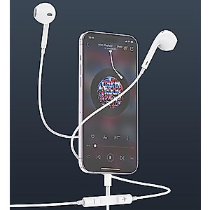 Apple Earbuds for iPhone Headphones Wired, Earphones with Lightning Connector [MFi Certified] Built-in Microphone & Volume Control, Noise Isolating Headsets for iPhone 14/13/12/11/XR/XS/X/8/7/SE-White