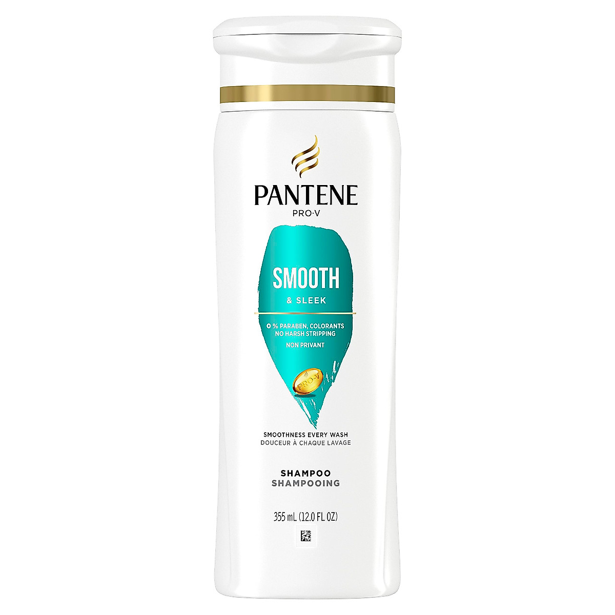 Pantene Shampoo with Frizz Control, Smooth & Sleek, Safe for Color-Treated Hair, 355 mL