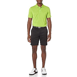 Amazon Essentials Men's Slim-Fit Quick-Dry Golf Polo Shirt - Discontinued Colors, Lime Green Stripe, Large