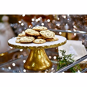Mud Pie Marble Pedestal Cake Serving Stand, Gold