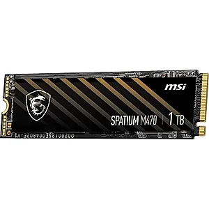 MSI SPATIUM M470 PCIe 4.0 NVMe M.2 1TB Internal SSD PCIe Gen4 NVMe 1.3 3D NAND 3300 TBW (SPATIUM M470 PCIe 4.0 NVMe M.2 1TB)