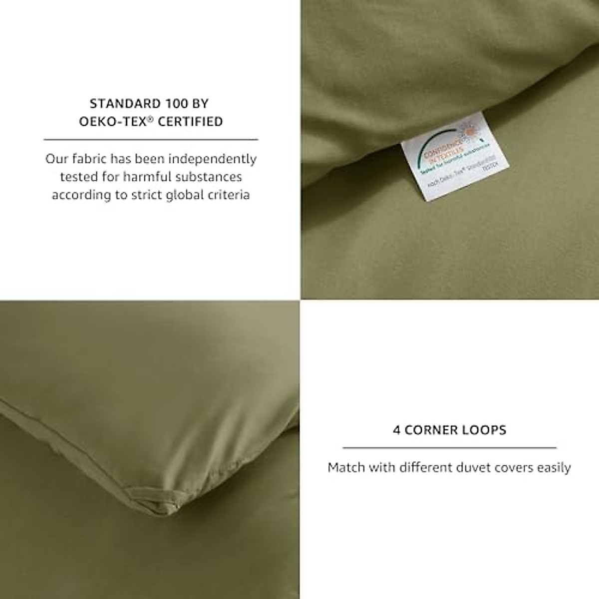 CozyLux Olive Green Comforter Set King Size, 3 Pieces Solid Breathable Quilted Style Bedding Sets, Luxury Fluffy Soft Microfiber Comforter for All Season(1 Comforter & 2 Pillowcases)