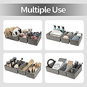 ELONG HOME Woven Storage Basket with Durable Metal Frame, Woven Strap Baskets for Organizing, Set of 4, and Sturdy Belt Organizer 360 Degree Swivel, 11 Large Sturdy Belt Hooks