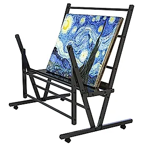 Metal Art Large Print Rack 36.6"x25.6"x35.4" Movable Arts Crafts Drying Print Racks with Castors Artist Storage and Display Rack Stand for Display of Canvas, Prints, Panels, Posters, Art Gallery