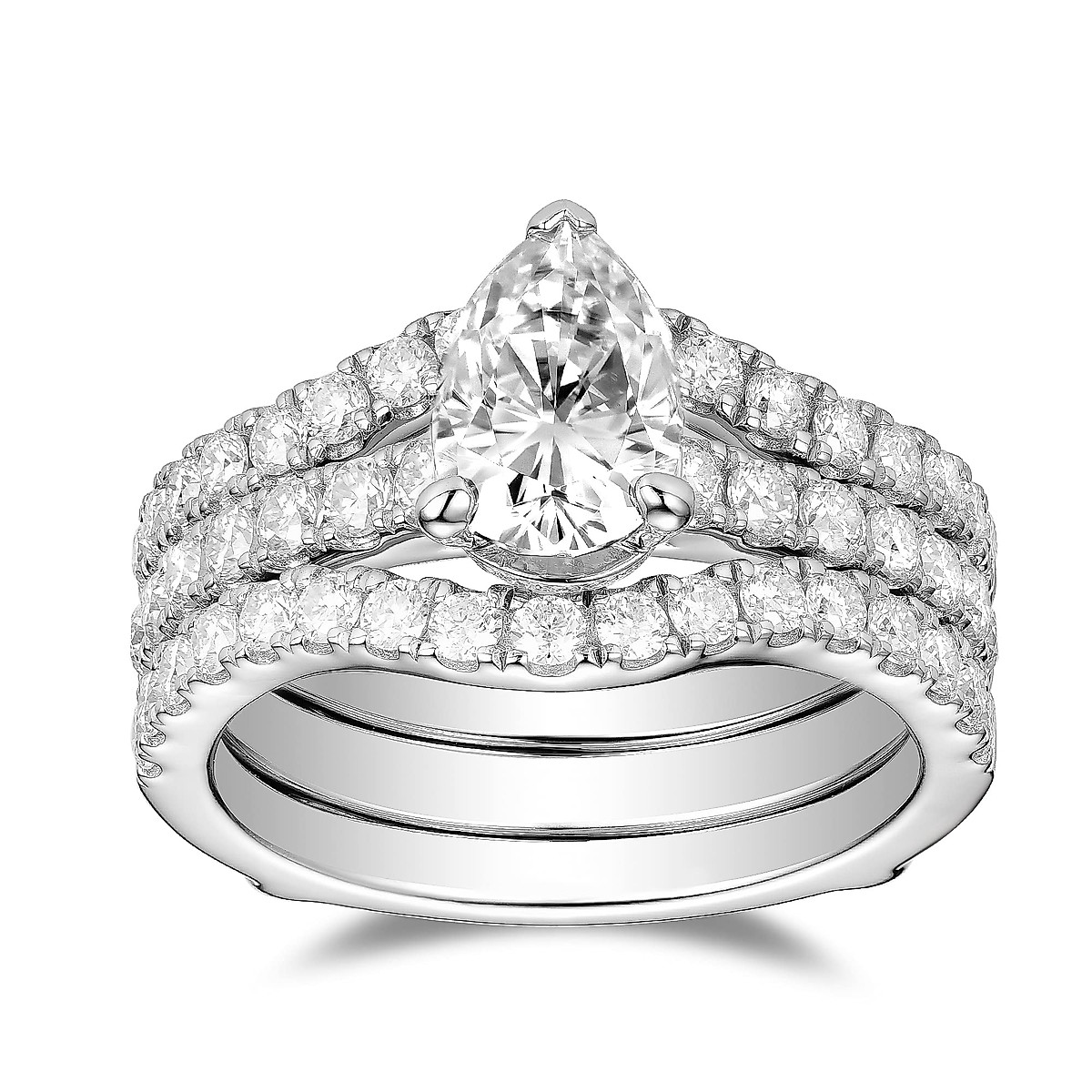 DovEggs Moissanite Enhancer Rings,Moissanite Wedding Band,0.85CTW GHI Moissanite Lab Created Diamond Half Eternity Curved Ring 14K Gold QUALITY Silver Engagement Anniversary Ring for Women (8)